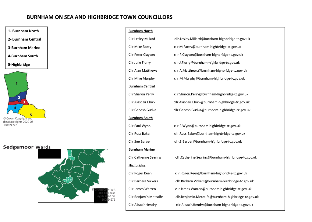 Map of wards and town councillors - Burnham-on-Sea & Highbridge Town ...